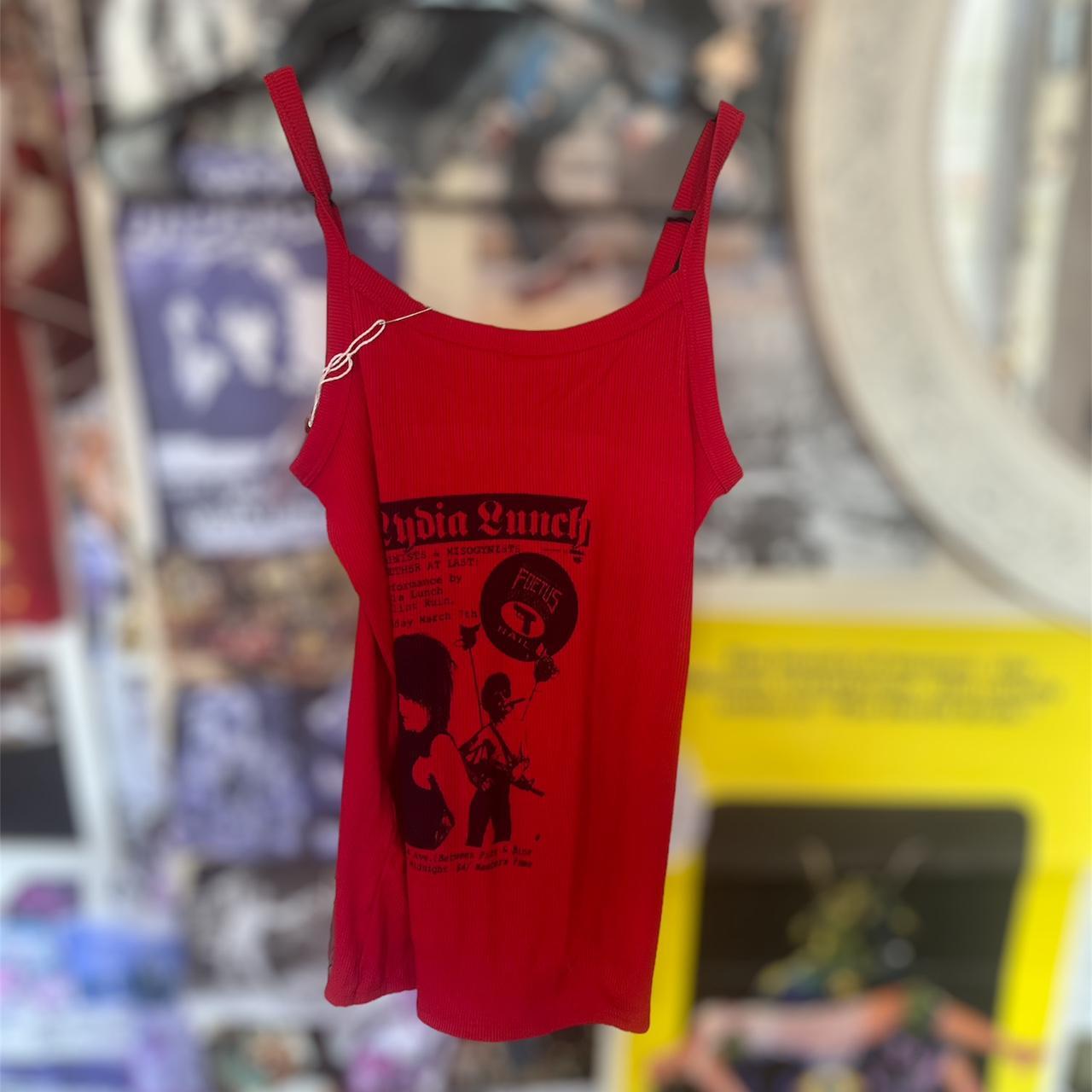 lydia lunch jim thirwell foetus red ribbed tank top... - Depop