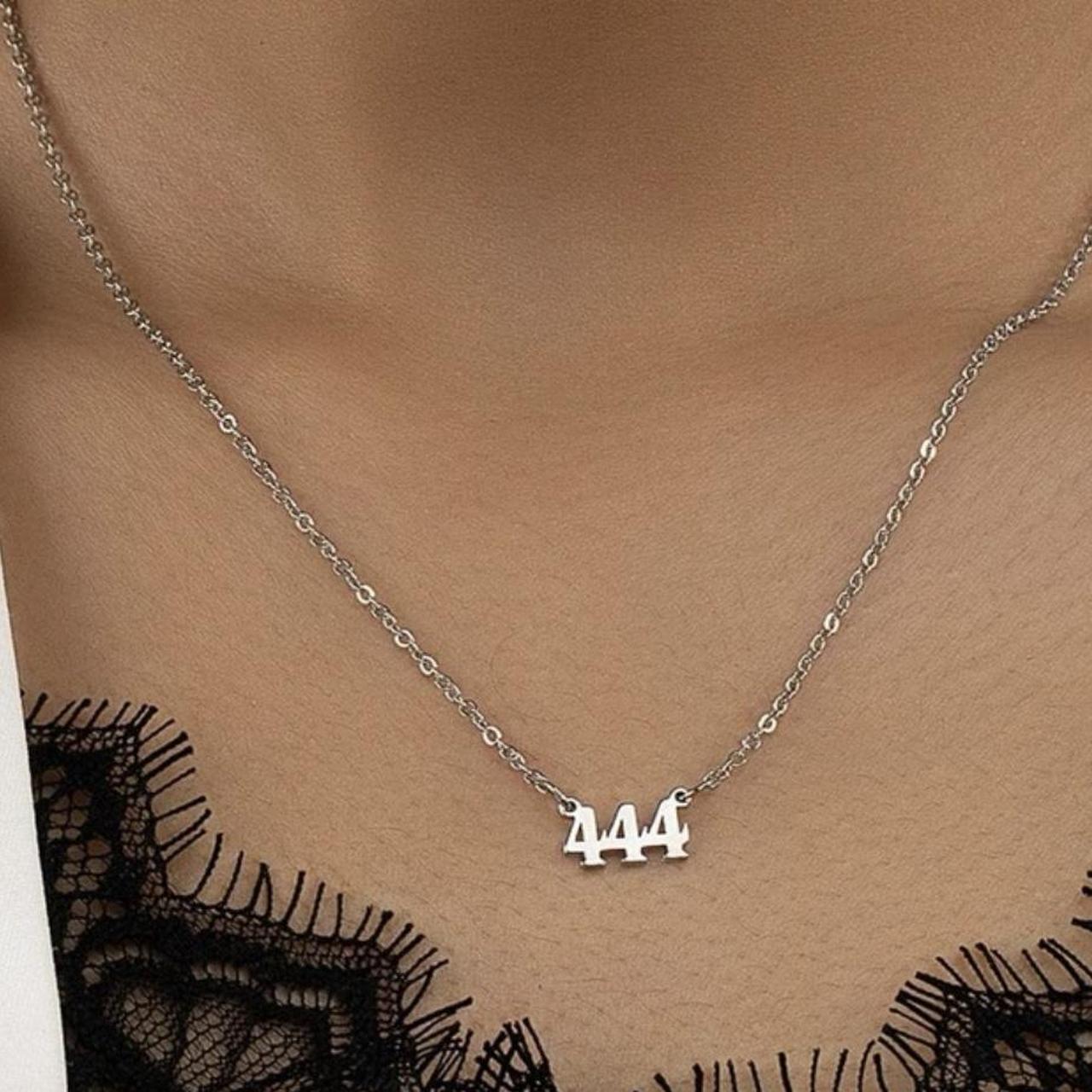 444 pendant, silver chain - Depop