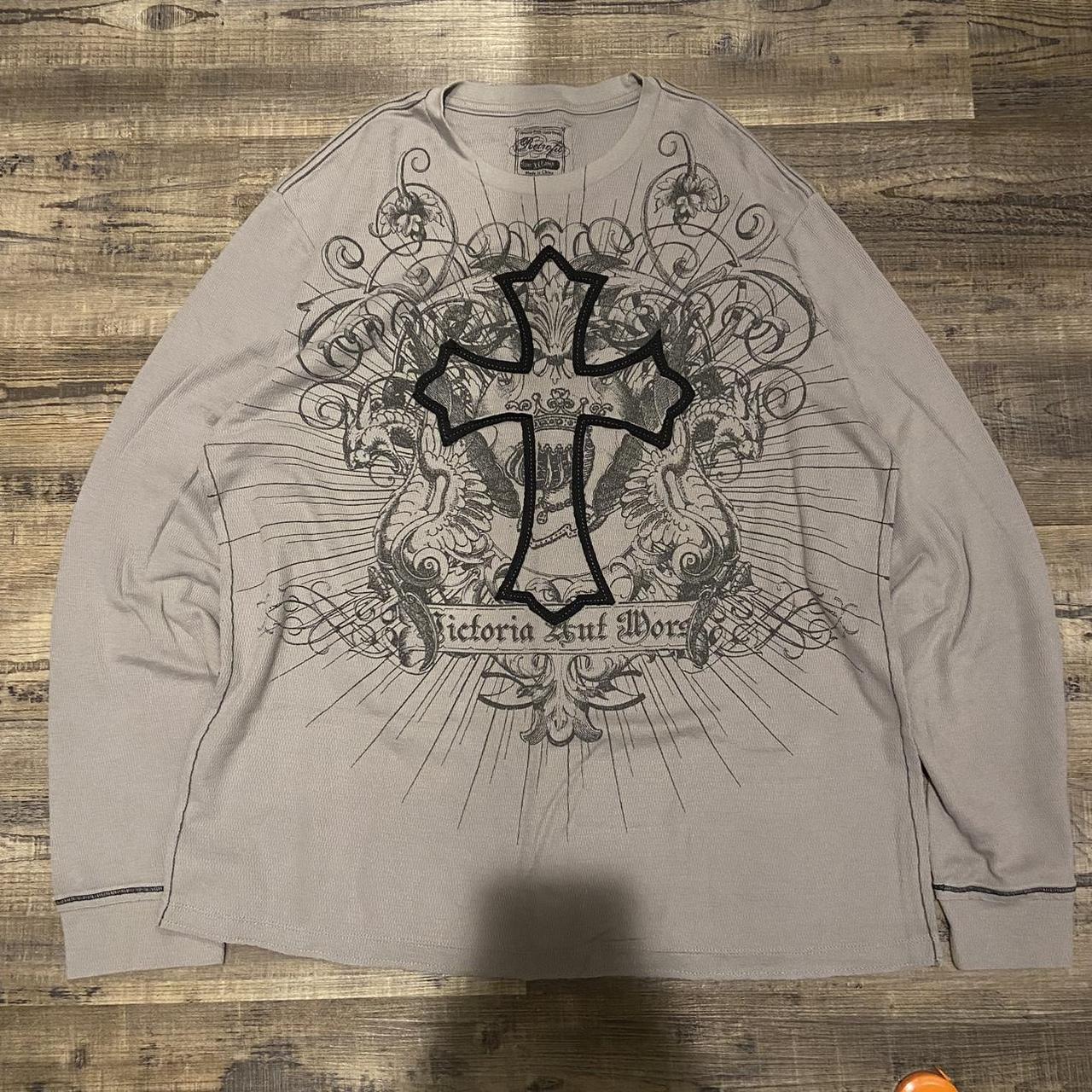 Y2K Cross Thermal Tagged XXL Measures XL 24x29 10/10... - Depop