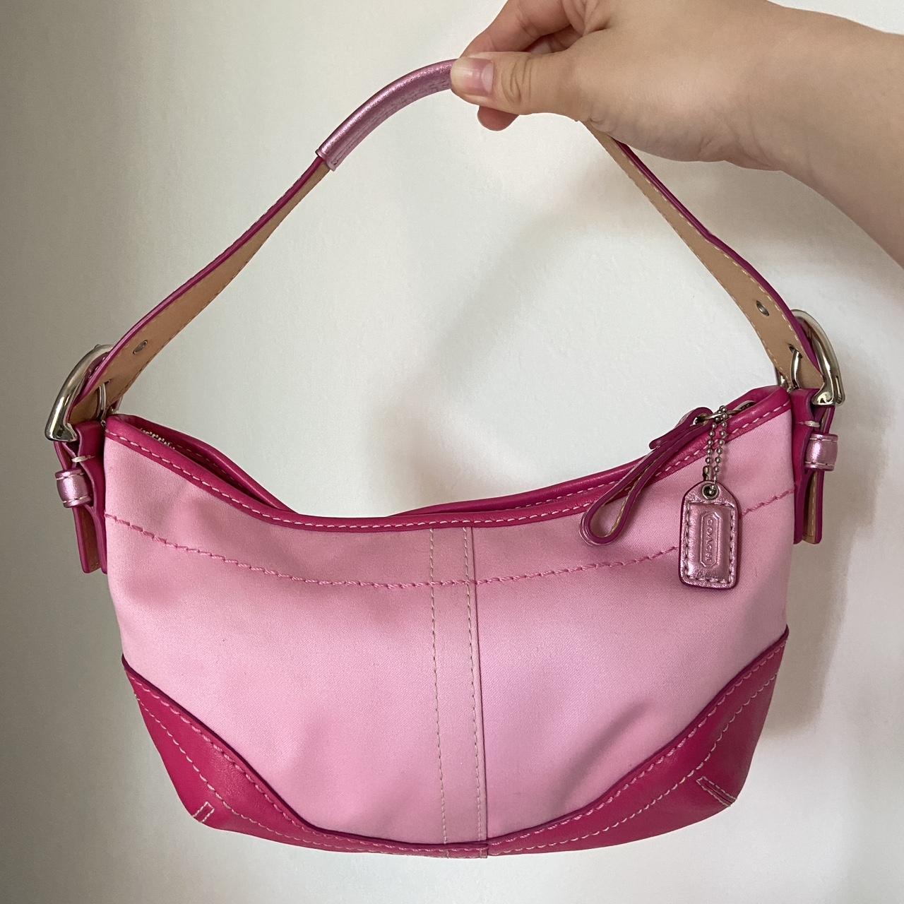 Coach - Pink Leather Hobo Bag Light pink fabric... - Depop