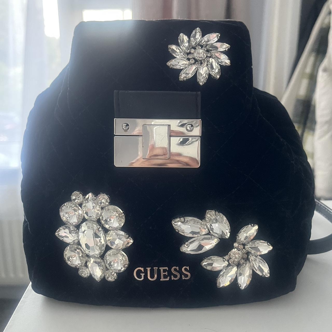 AUTHENTIC GUESS WOMAN MINI BACKPACK! Black Velvet... - Depop