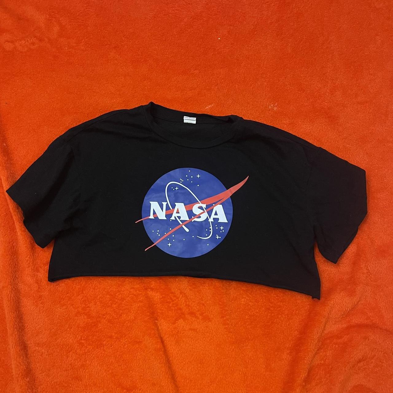 SHEIN NASA Black Overly Cropped T-Shirt ONLY US... - Depop