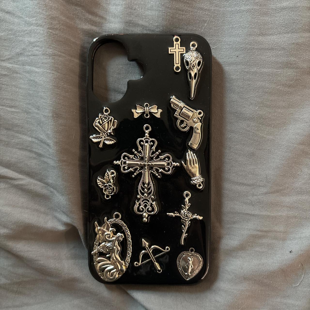 Charmed Black and silver phone case for iPhone 16... | Depop