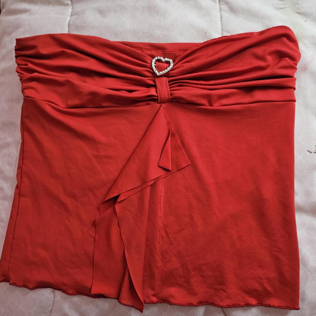 Red Heart ring rhinestone tube top ️💋 SIZE:... - Depop