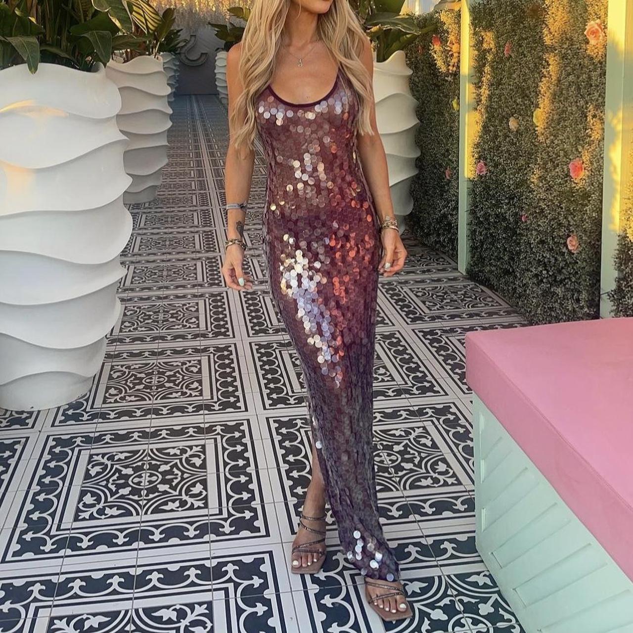 Purple sequin dress size 6 - some sequins missing - Depop