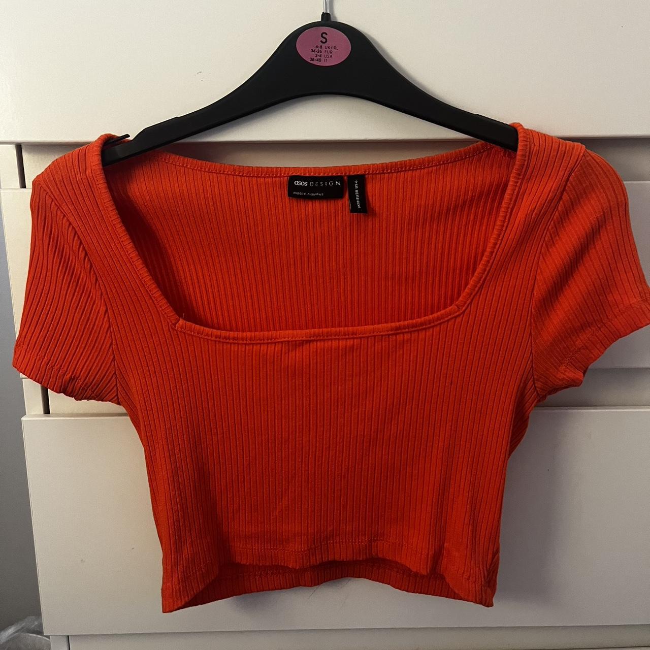 Stunning square neck orange crop top. Only worn a... - Depop
