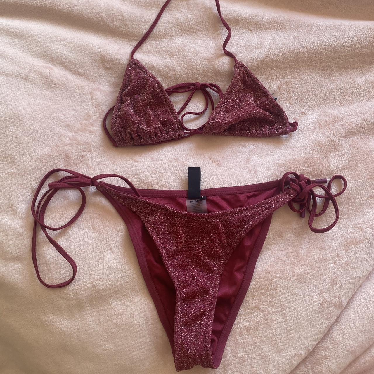 Red vinca triangl sparkle bikini Super cute Worn a... | Depop