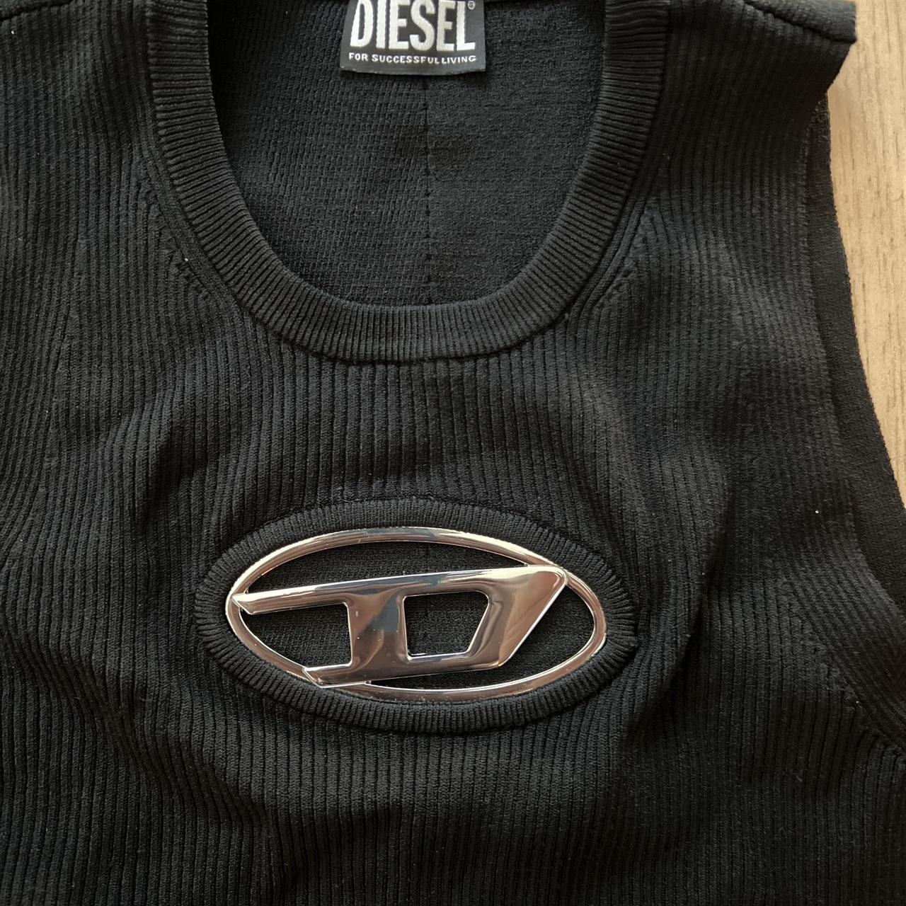 Diesel Ribbed Tank with Metal Logo Cutout Size M - Depop