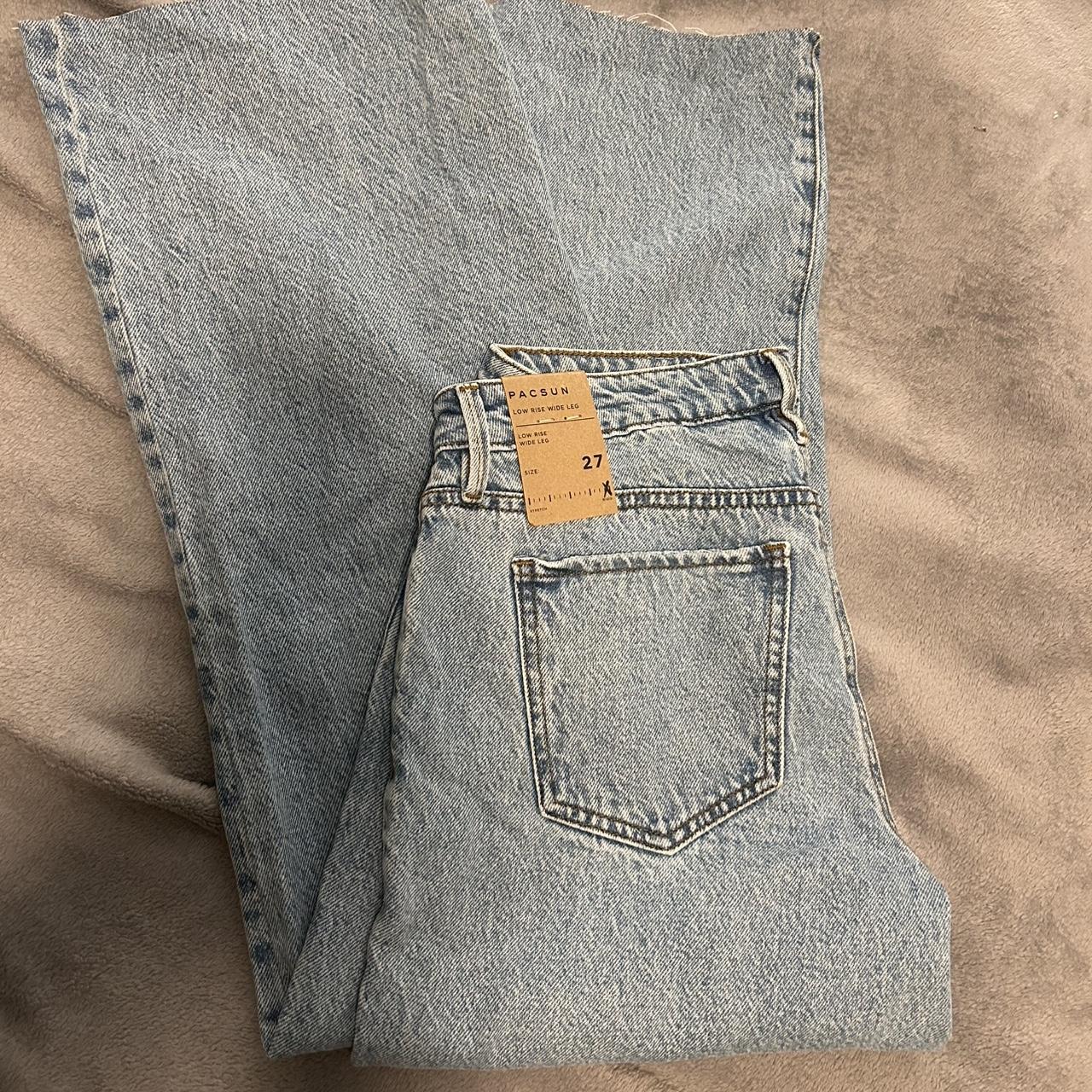 low rise wide leg distressed pacsun jeans Size... - Depop