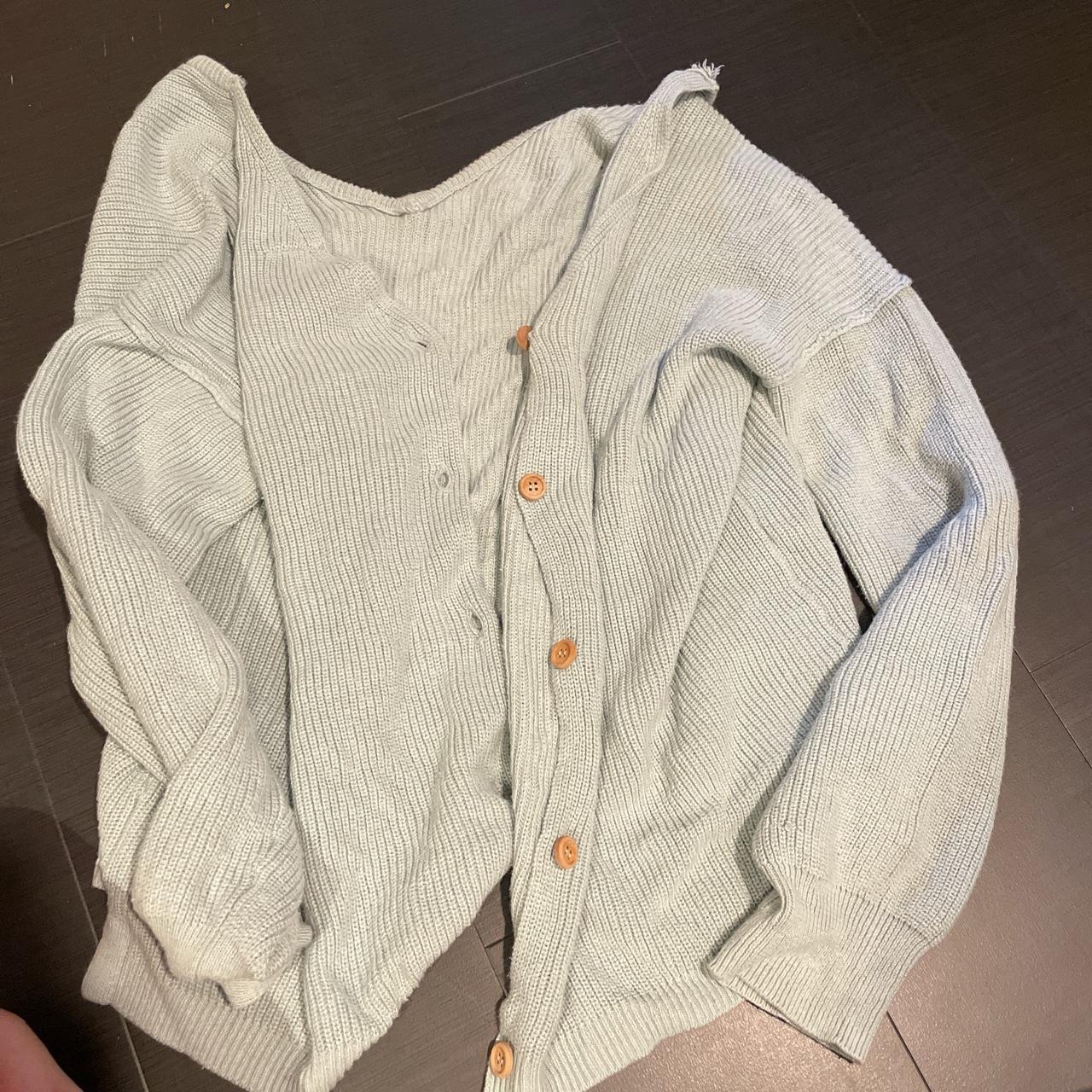 blue comfy light cardigan! has buttons but is also... | Depop