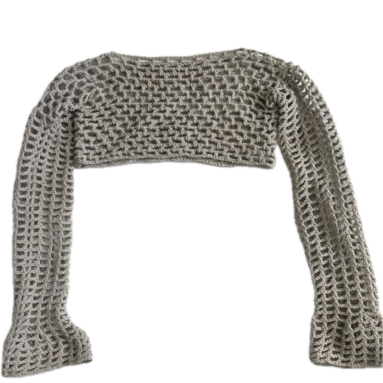 Crocheted Gray Shrug! notes: -handmade from a small... | Depop