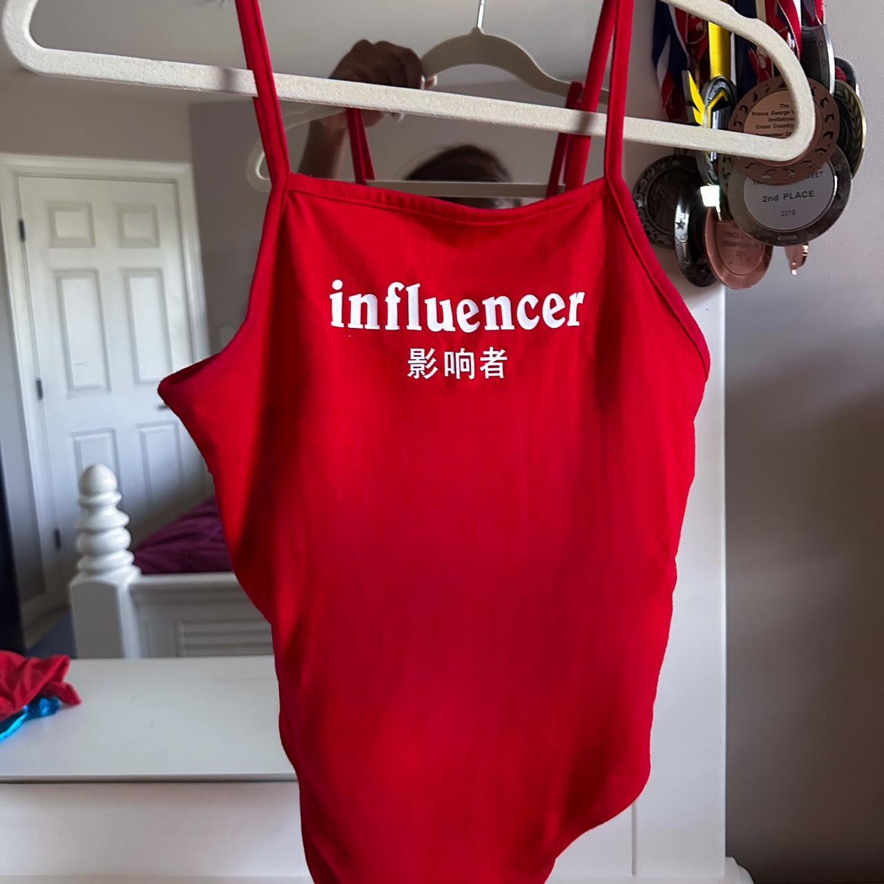 Red “Influencer” Bodysuit ️ -worn once -comfortable - Depop