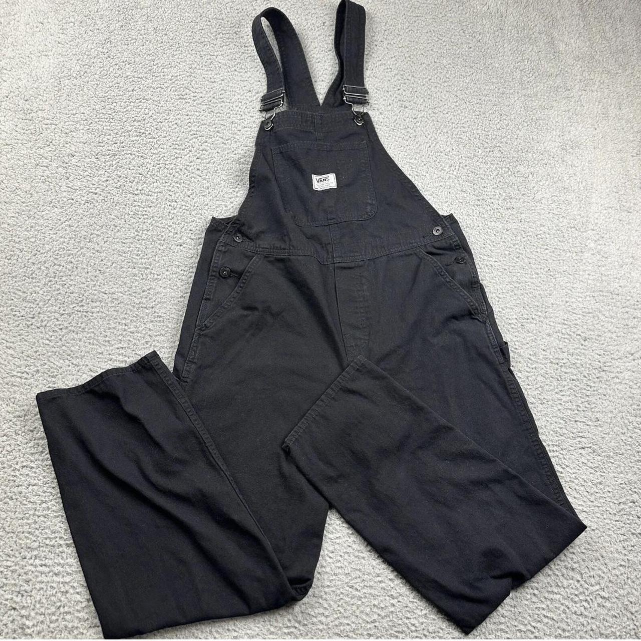 Vans Overalls Womens Large Black Denim Ground Work... - Depop