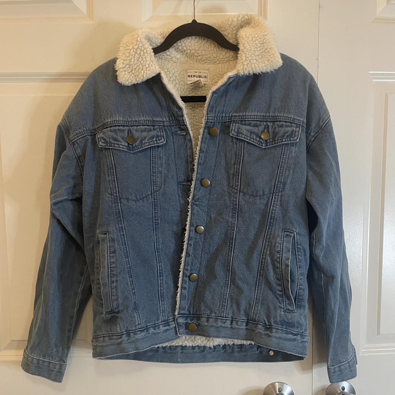 sherpa lined jean jacket 🤍 size medium warm and cozy... - Depop