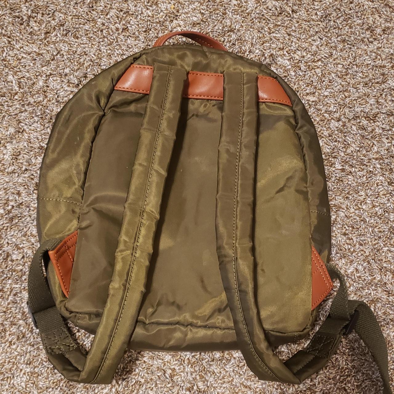 Green mini backpack multiple zippers and compartments - Depop