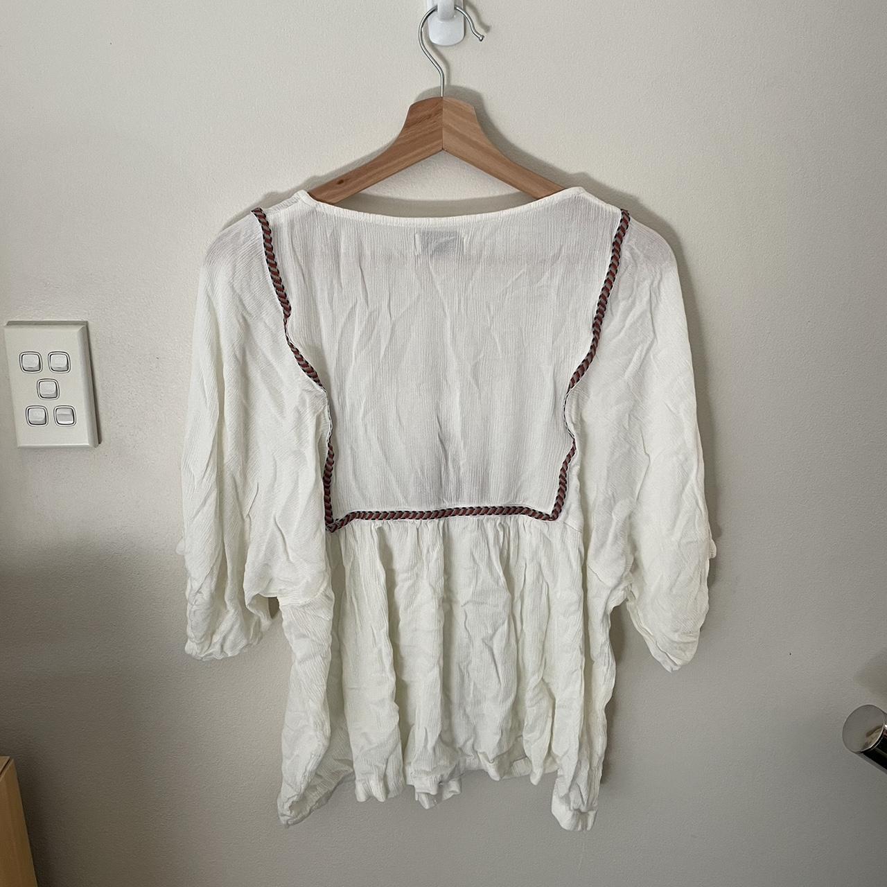 Tree of Life, soft flowy top, cream, one... - Depop