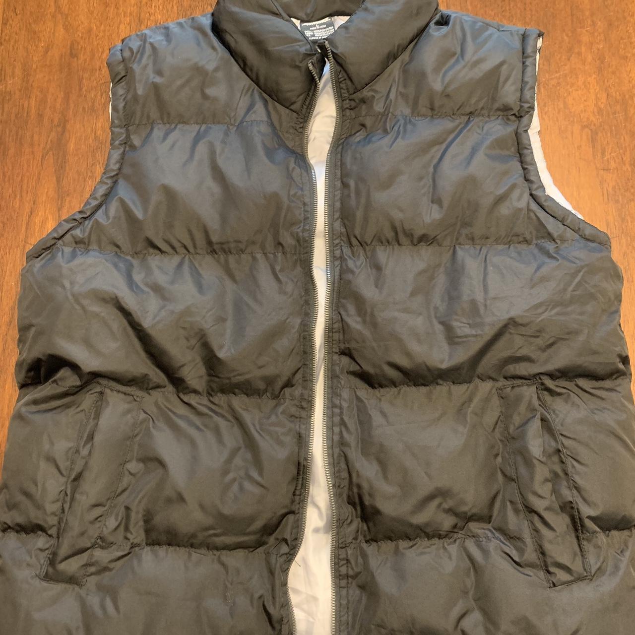 FTP black and light grey sleeveless puffer vest -... | Depop
