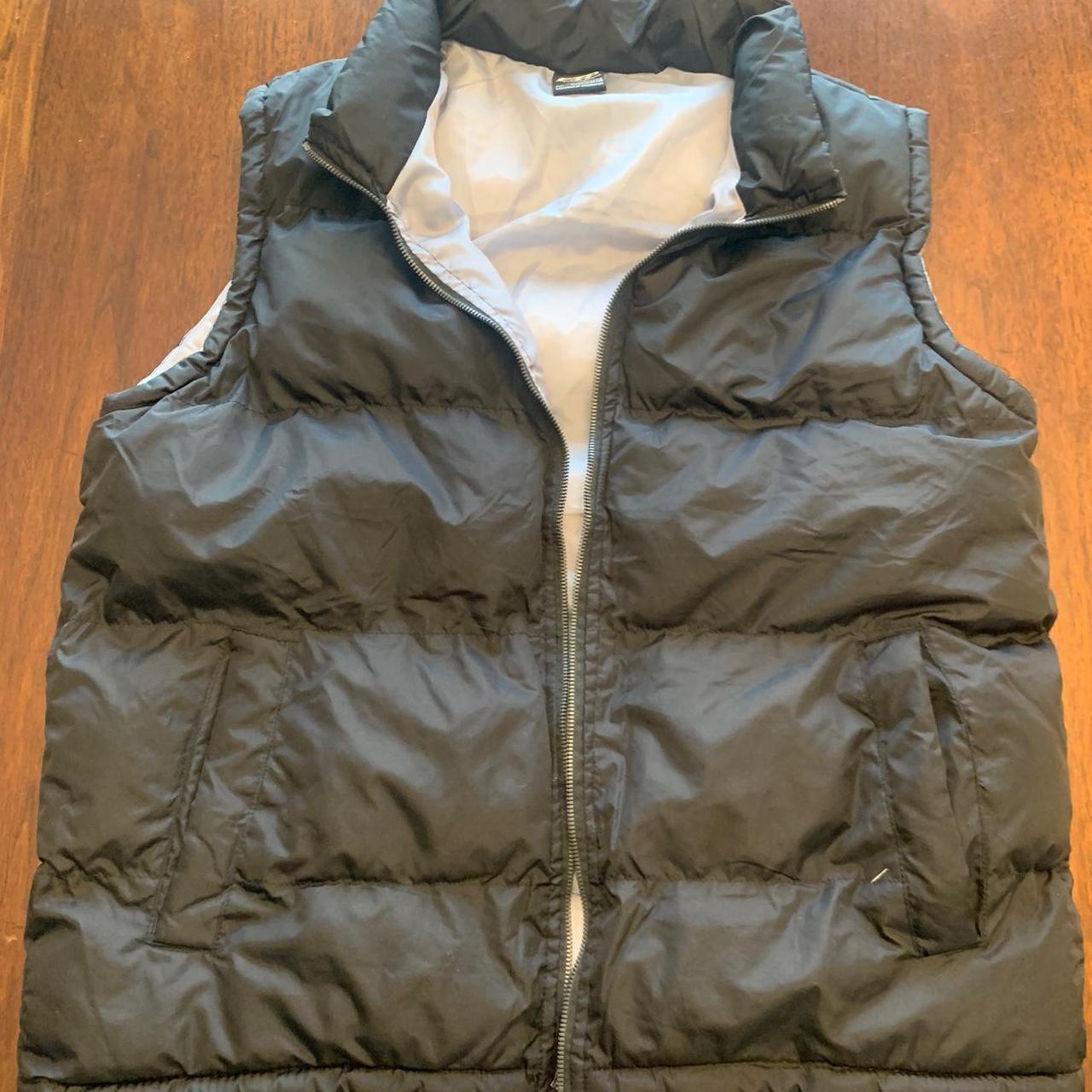 FTP black and light grey sleeveless puffer vest -... | Depop