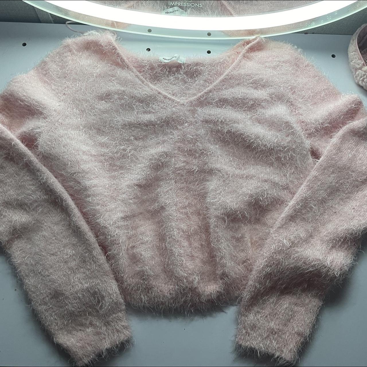 Super cute light pink fuzzy sweater. never been... - Depop