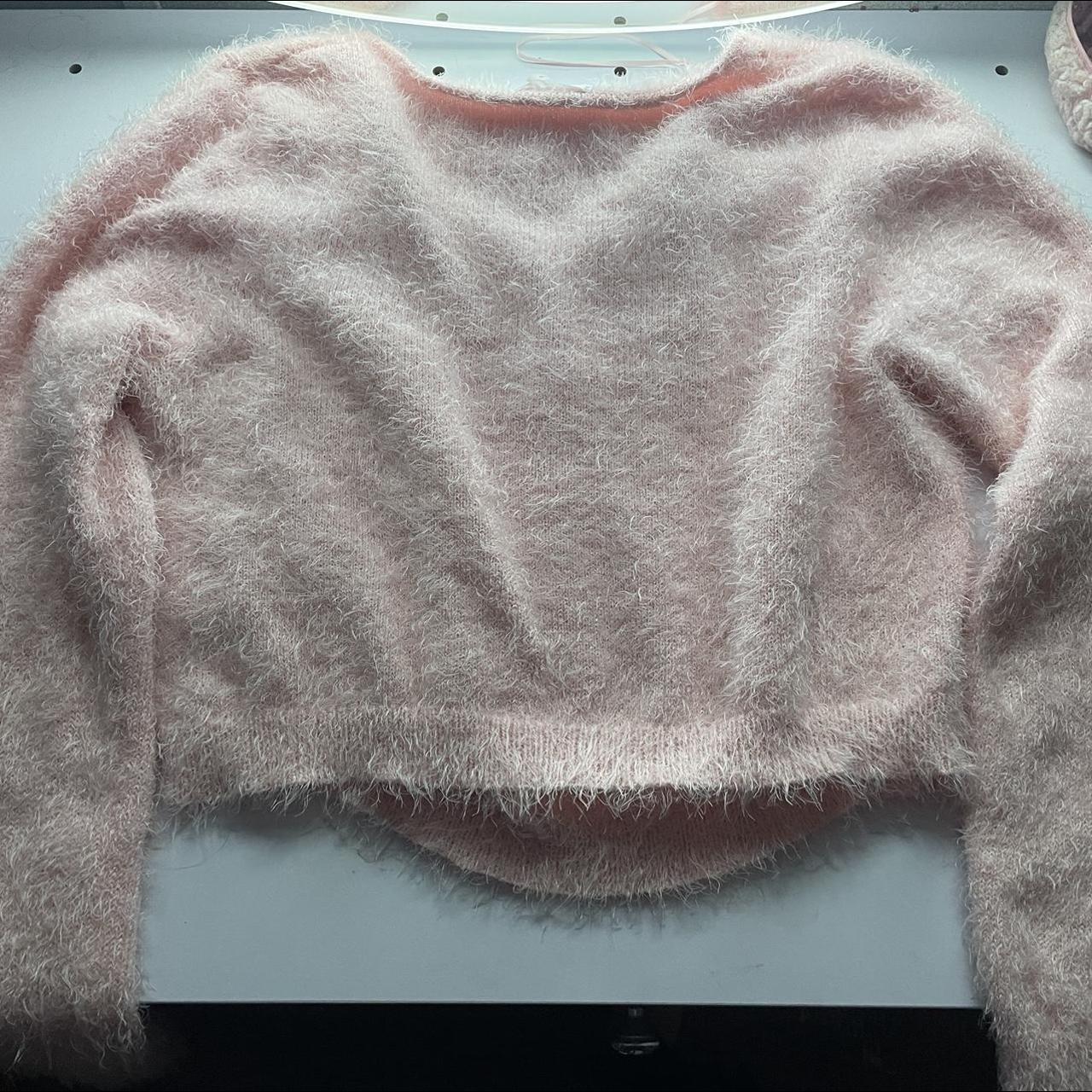 Super cute light pink fuzzy sweater. never been... - Depop