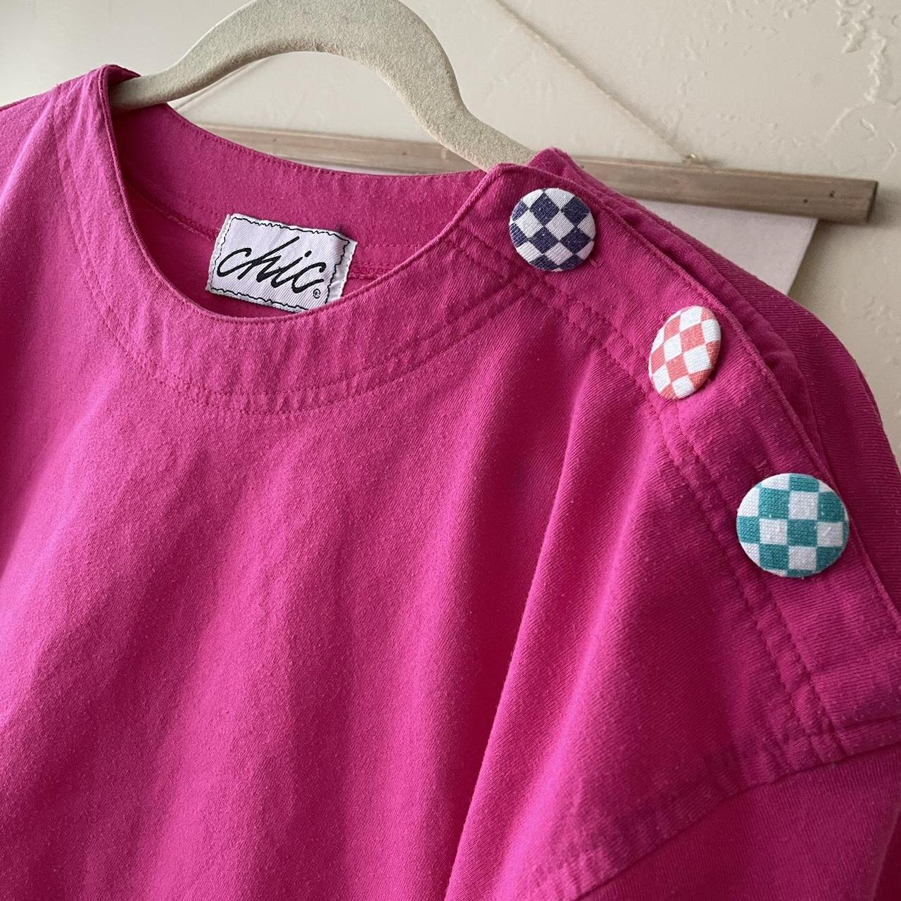 The best bright pink late 80s-early 90s tee with... - Depop