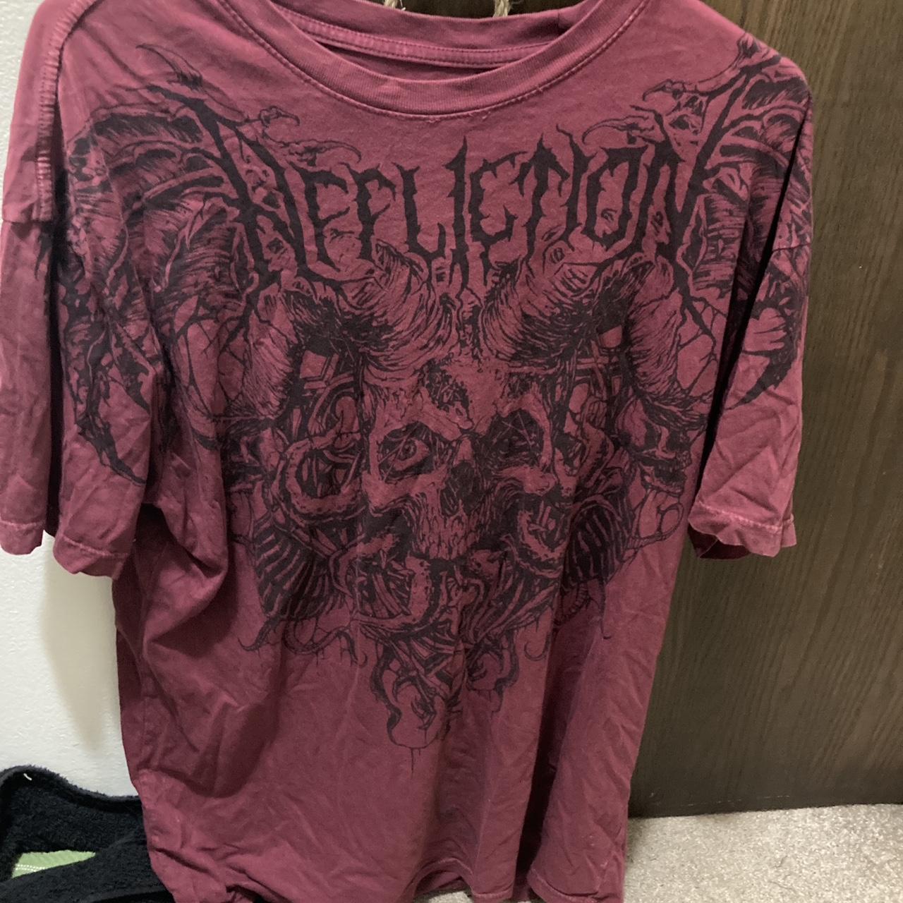 dark red affliction tee nice print quality n... - Depop