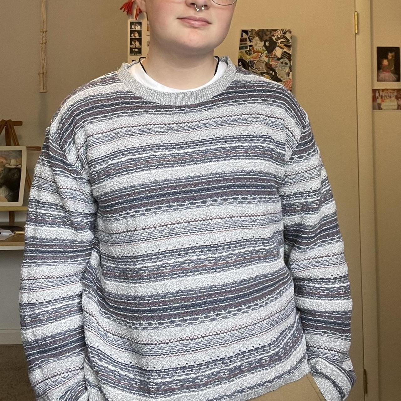 Slightly cropped striped sweater! Size Small but... - Depop