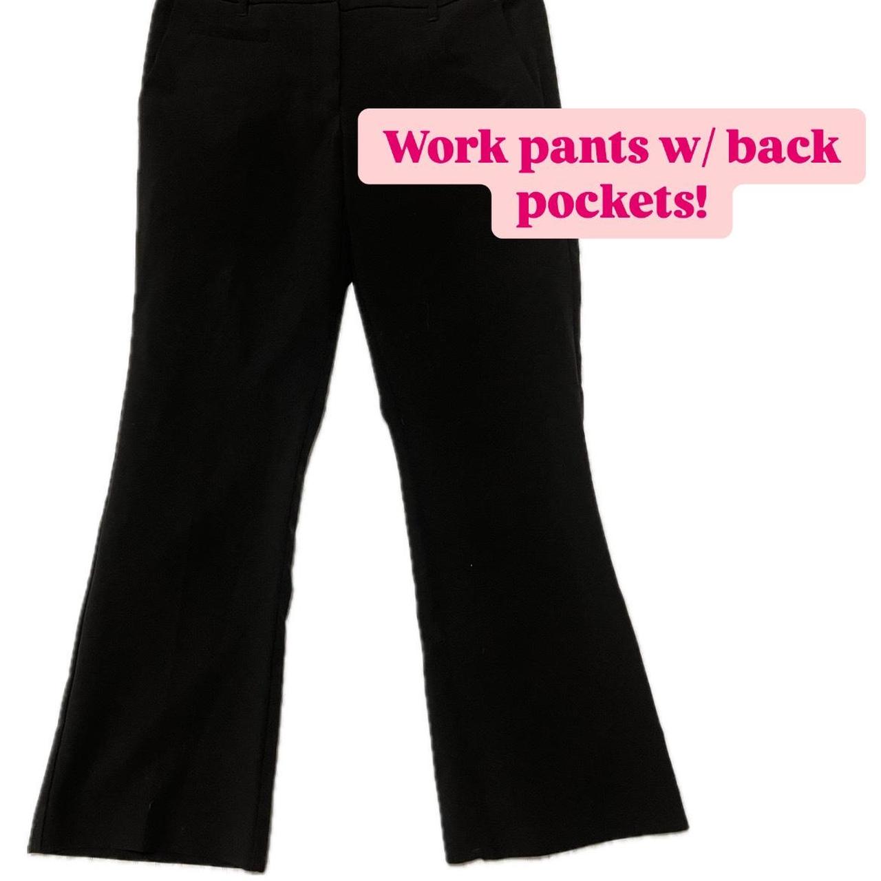 Black bootcut work pants / slacks with back pockets!... | Depop