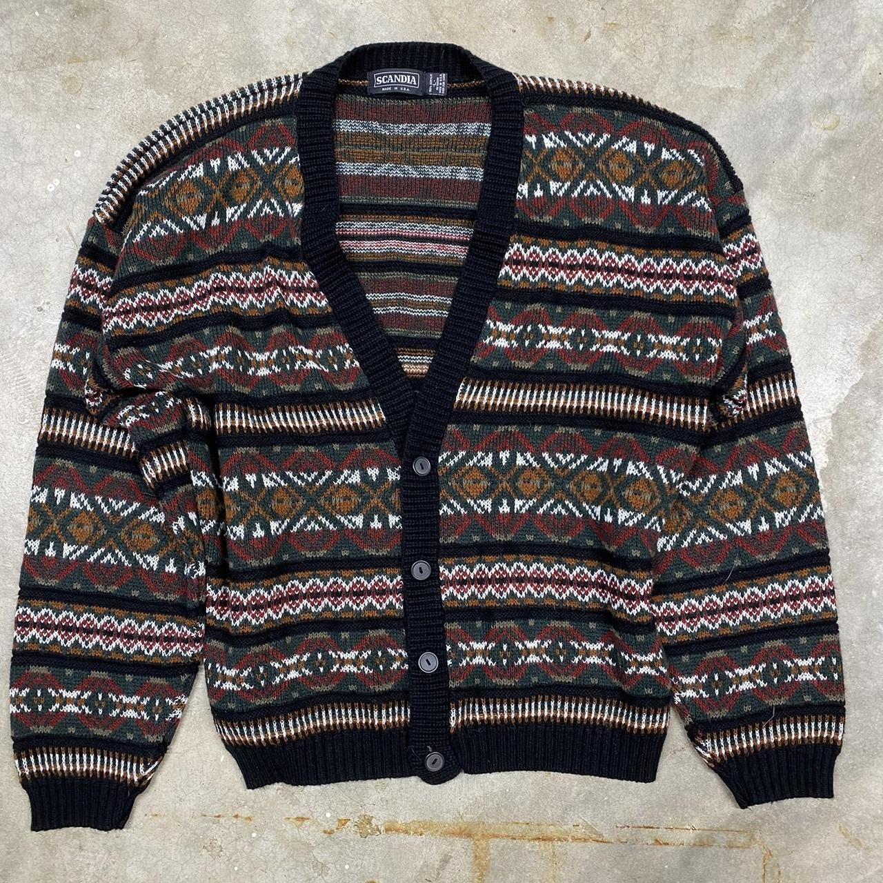 Vintage Scandia patterned cardigan - very funky... - Depop
