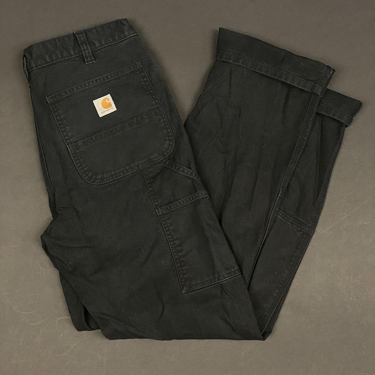 Black Carhartt double knee carpenter pants size 32 x... - Depop