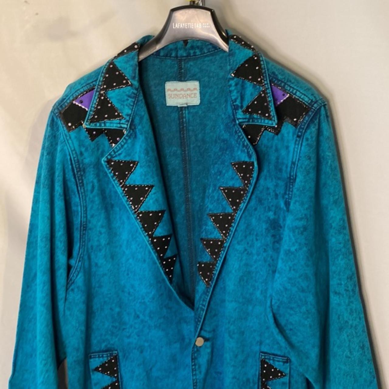 Sundance Denim Duster Trench coat turquoise blue... - Depop