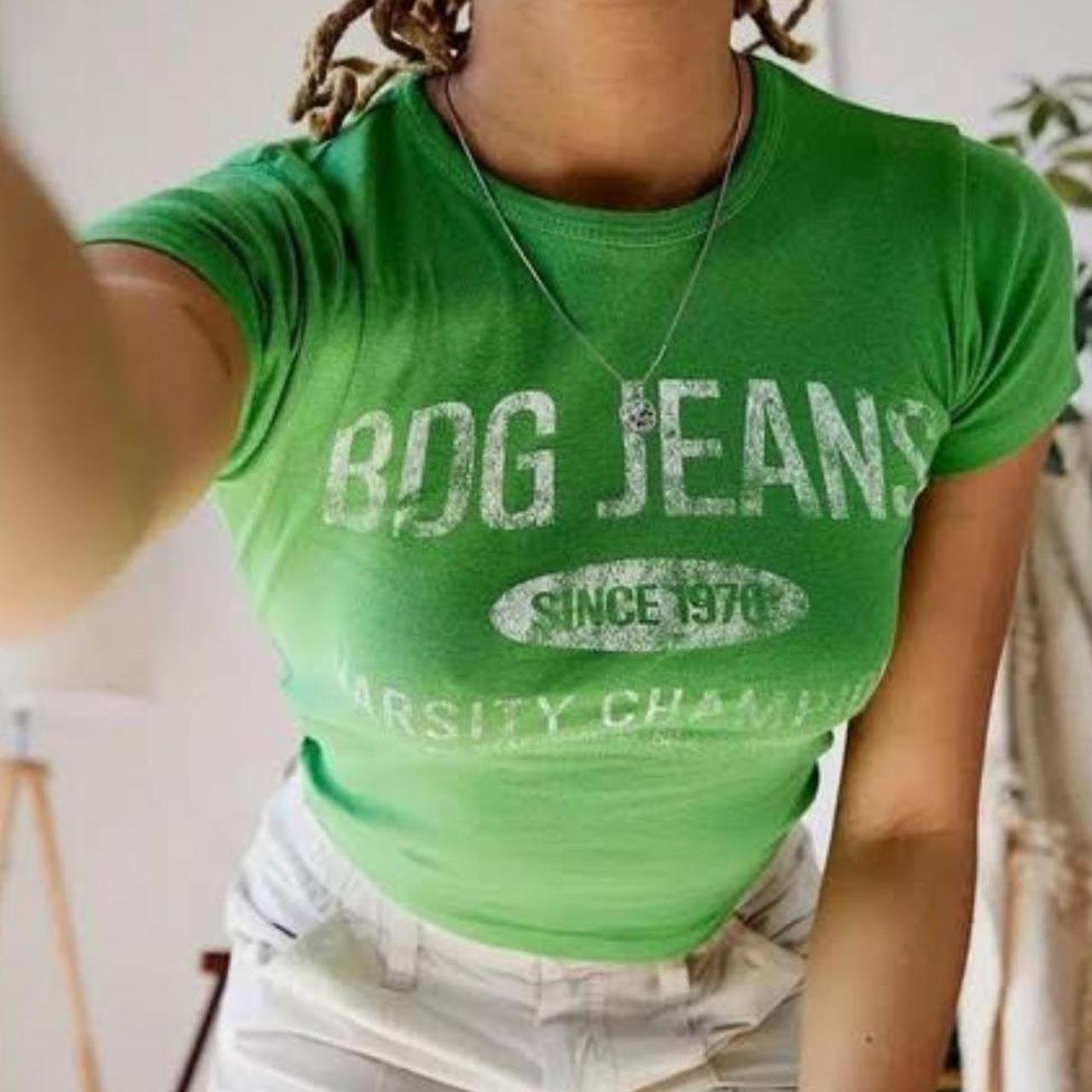 BDG Jeans green top, size small, warn... - Depop