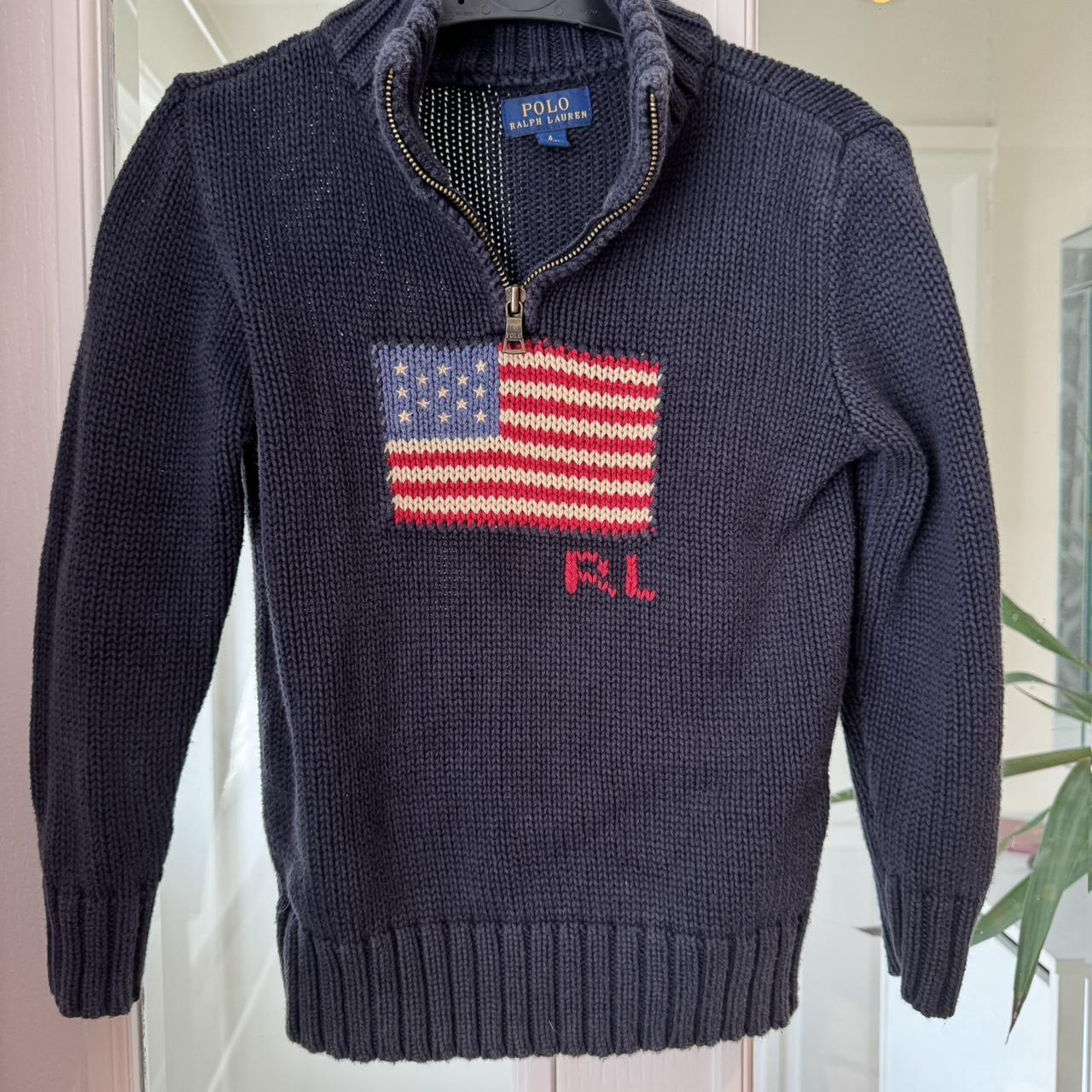 Ralph Lauren quarter zip flag jumper. Size 6 but... - Depop