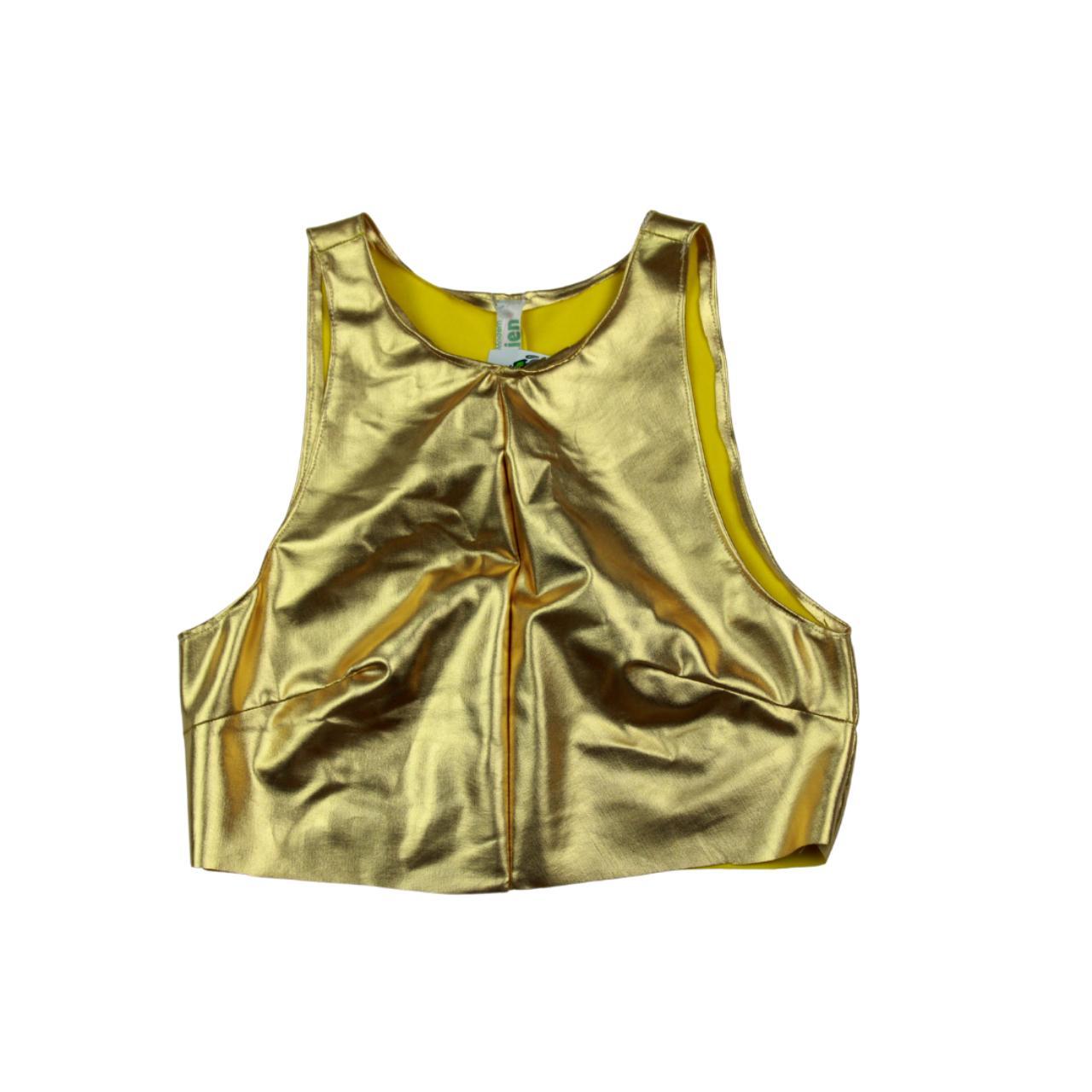 Step into the spotlight with our Gold Crop Top, a... - Depop