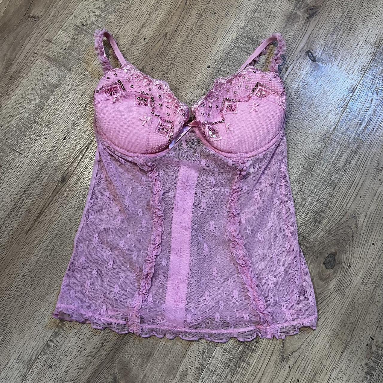gorgeous pink lace push up top would fit a... - Depop