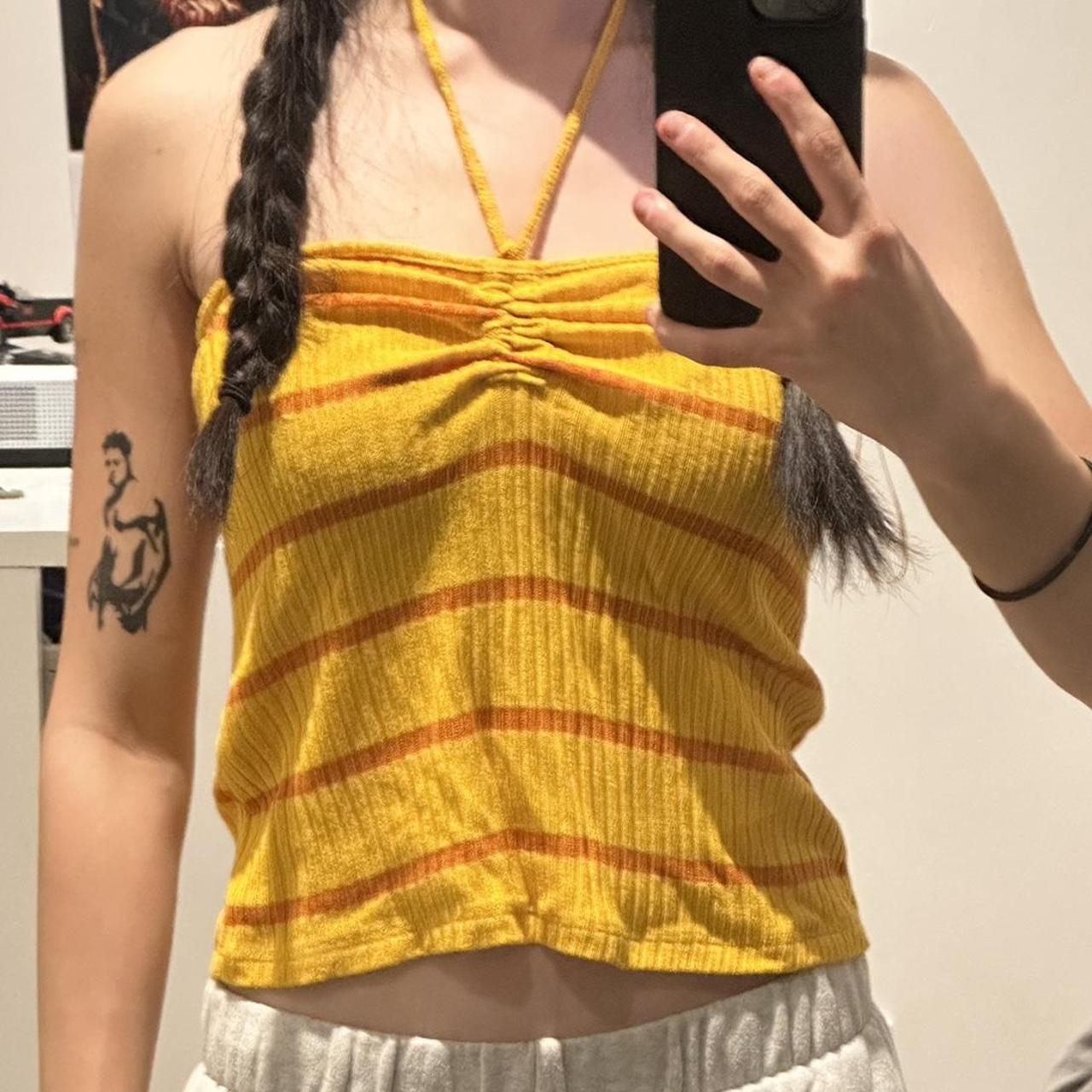 Zara orange and yellow halter top Size small Never... - Depop