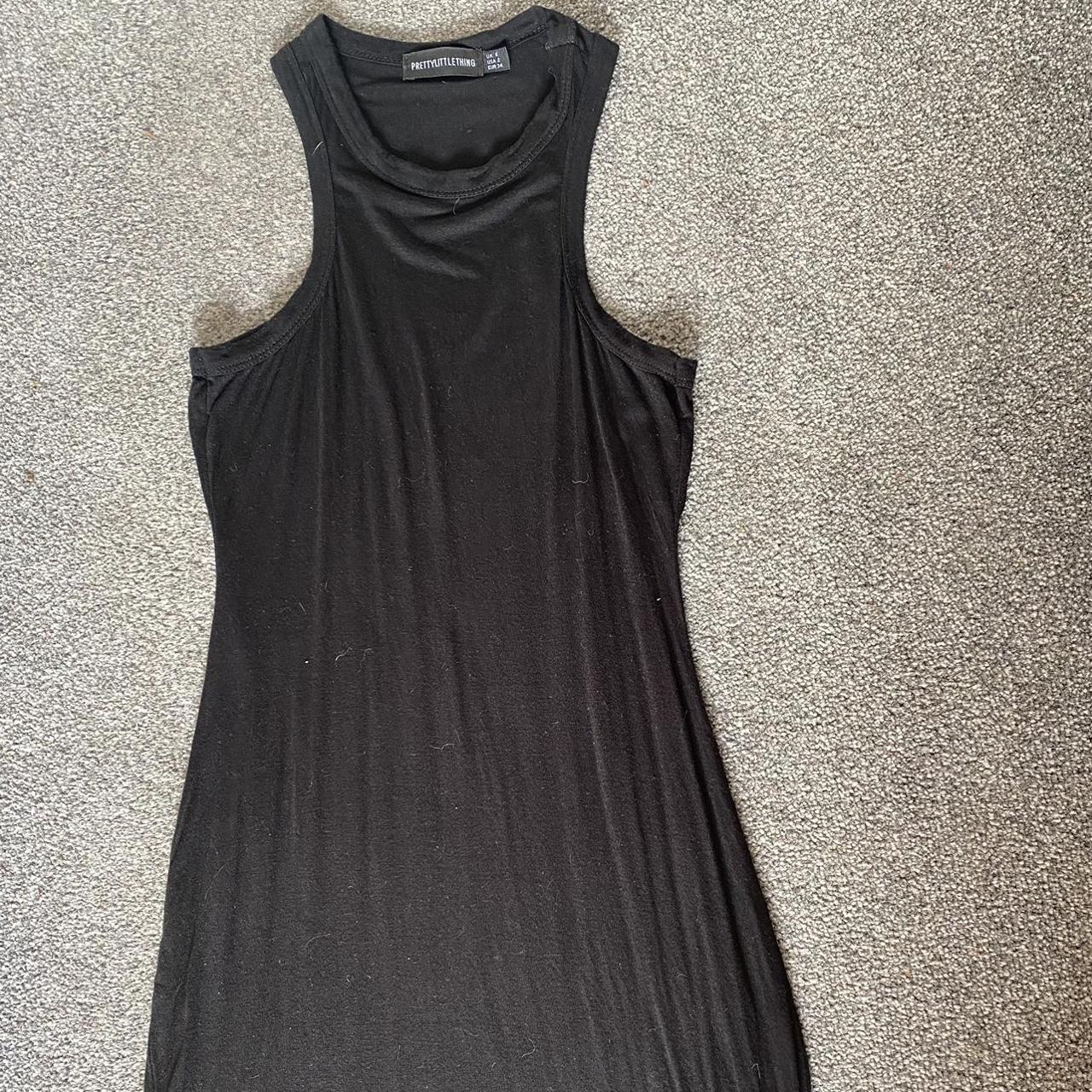 prettylittlething black racerback dress size 6 only... - Depop