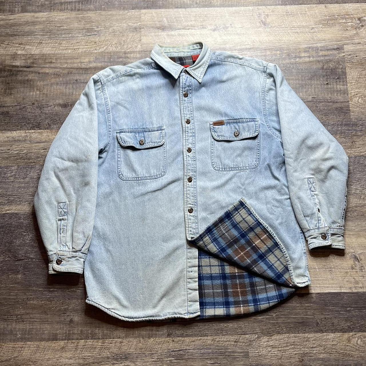 Men’s Wolverine Flannel Lined Denim Work Jacket... - Depop
