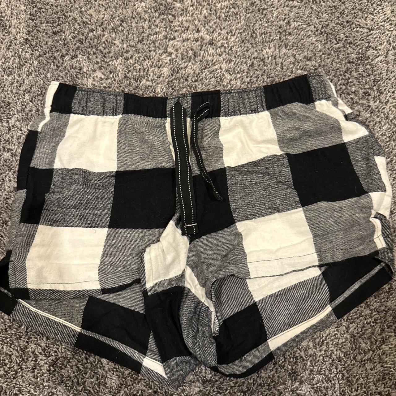black and white plaid pj shorts | Depop