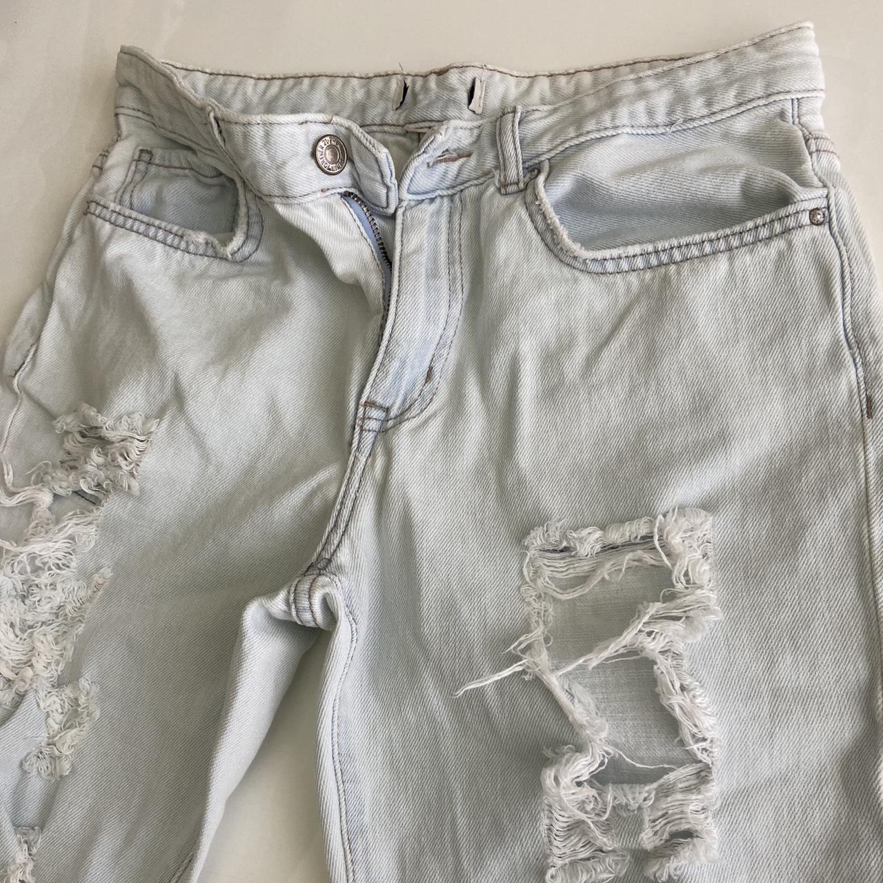 cute ripped jeans very light blue almost white... - Depop