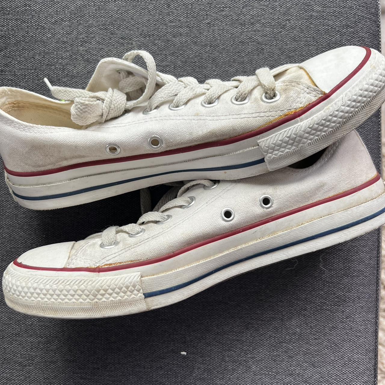 classic red, white, and blue stripe converse women’s... - Depop