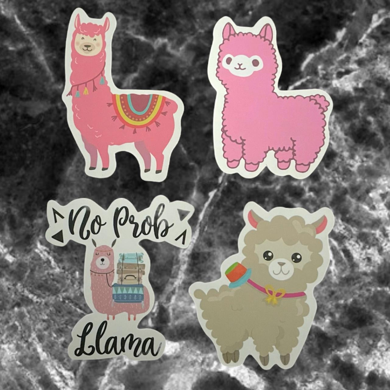 Llama Sticker Pack (4) 4 Cute Llama Stickers - Pink... - Depop