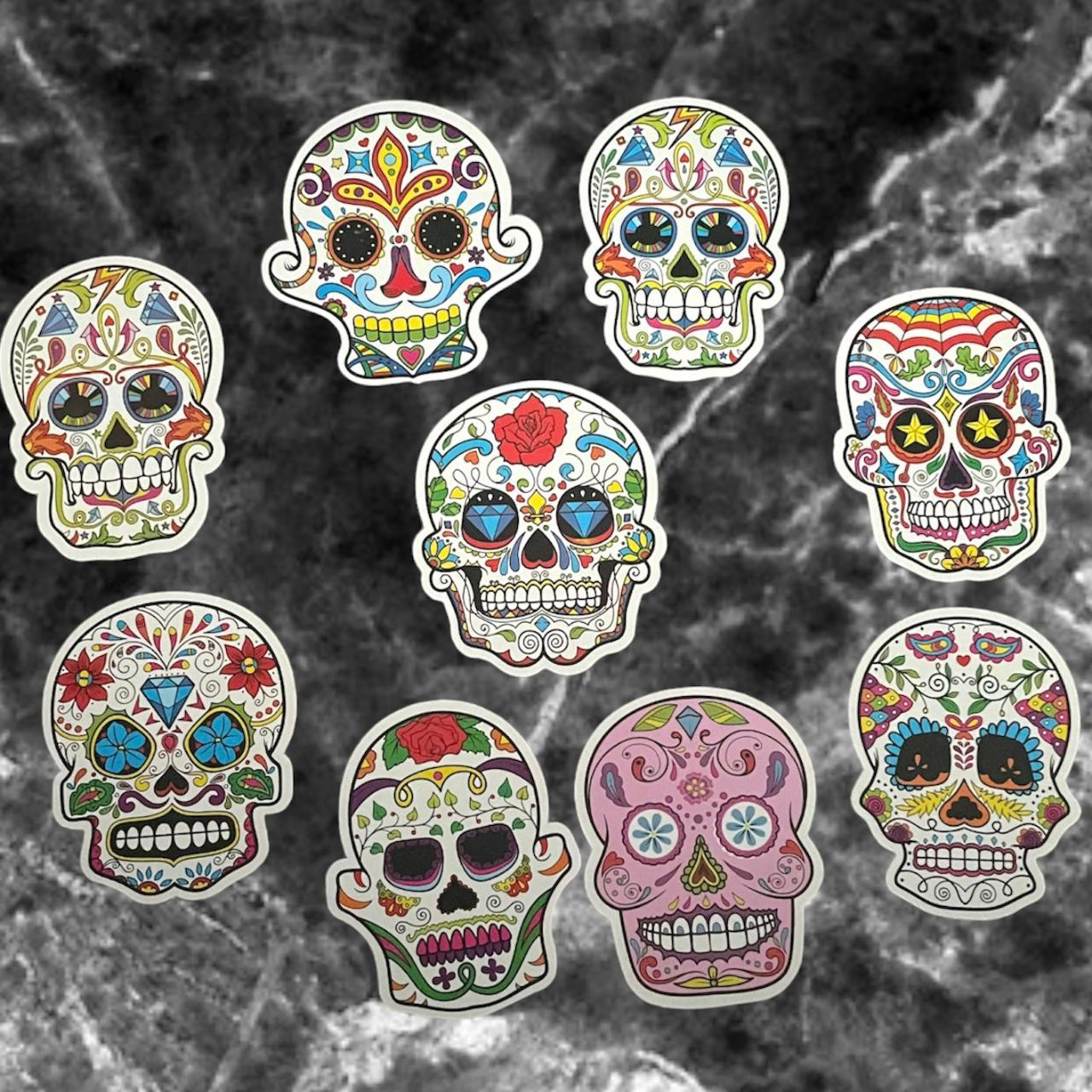 Sugar Skulls Sticker Pack (9) 9 assorted sugar... - Depop
