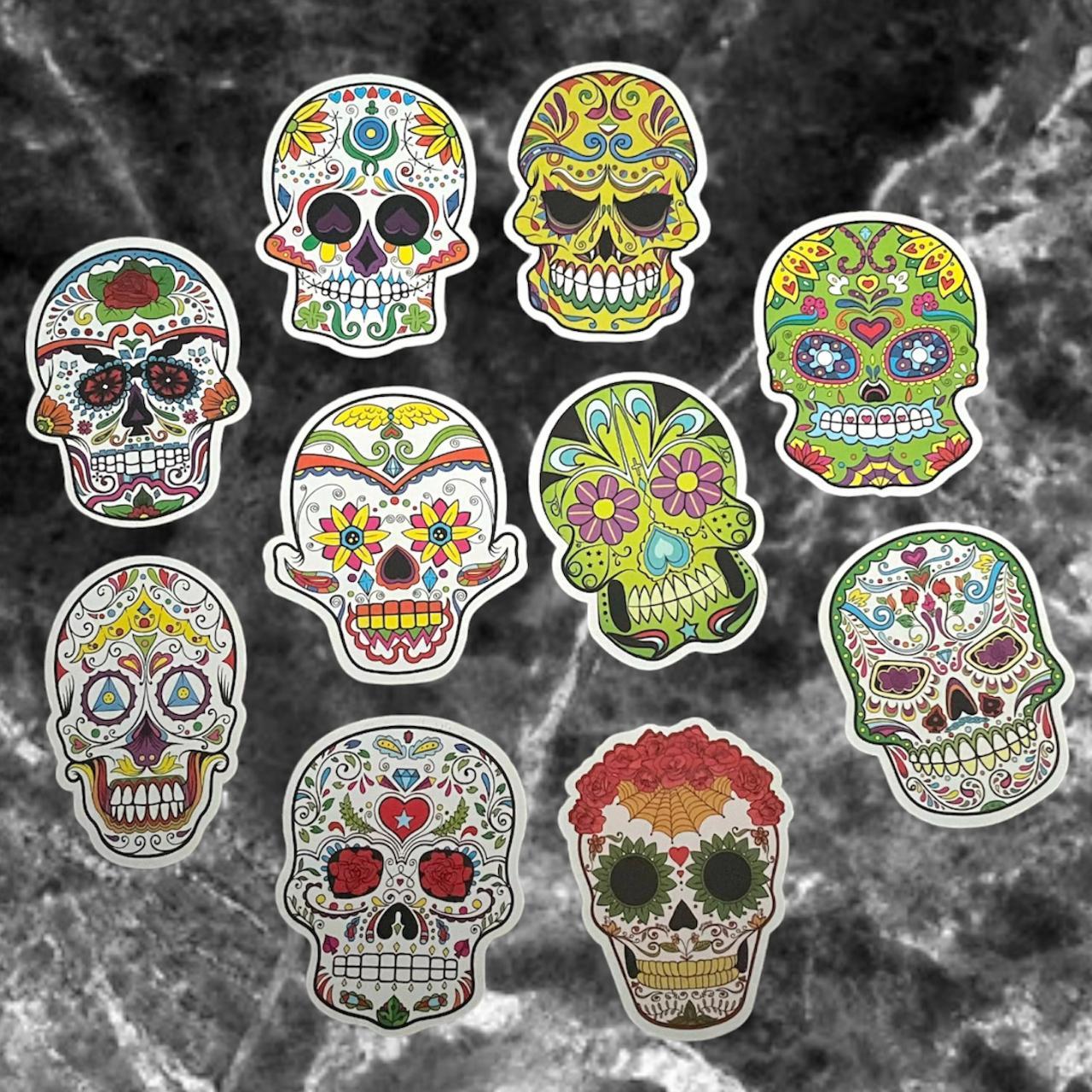 Sugar Skulls Sticker Pack (10) 10 Assorted Sugar... - Depop