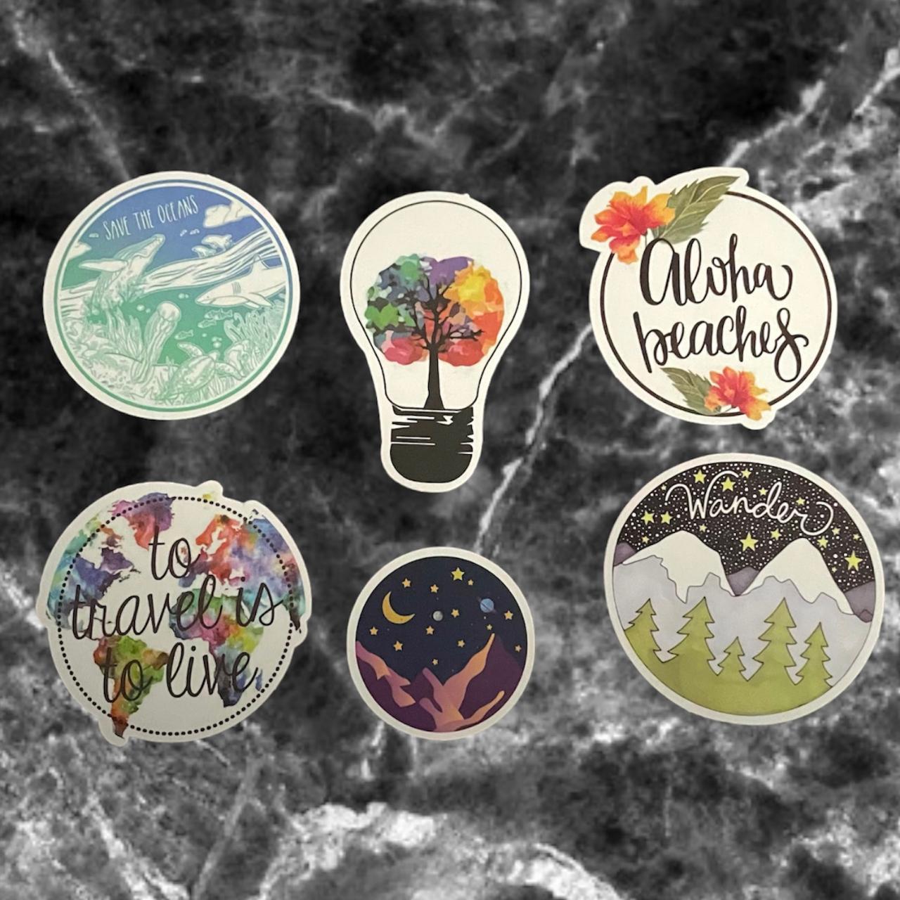 6 Stickers - Mountains - Whales - Tree - Night Sky - Depop