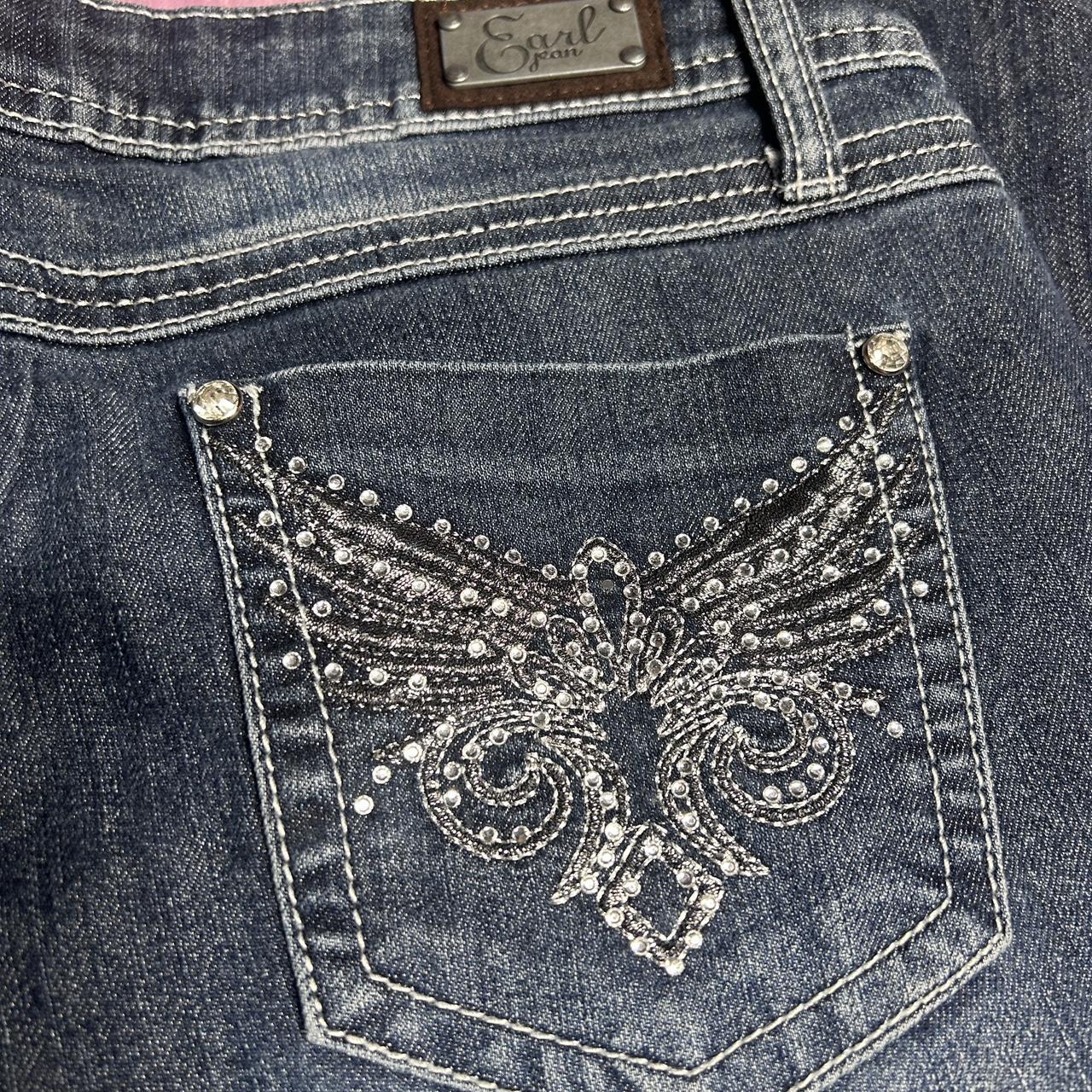 y2k mcbling angel wing jeans super cool early... - Depop