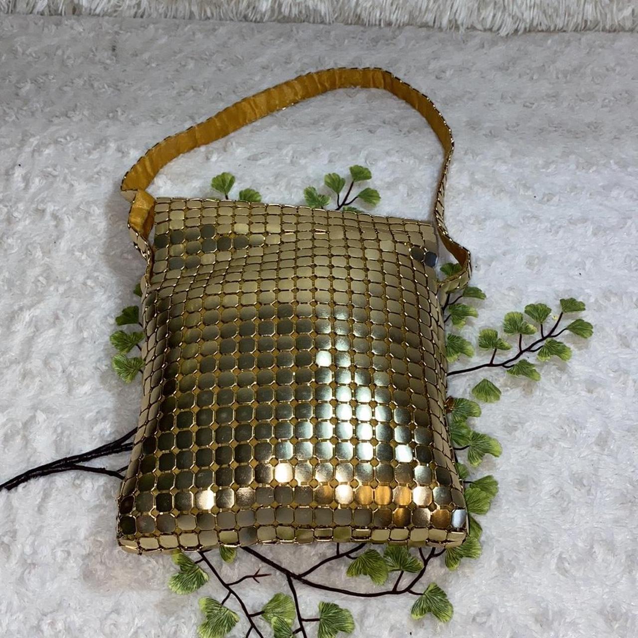 Vintage-Shoulder bag -Gold Metal Mesh Purse in... - Depop
