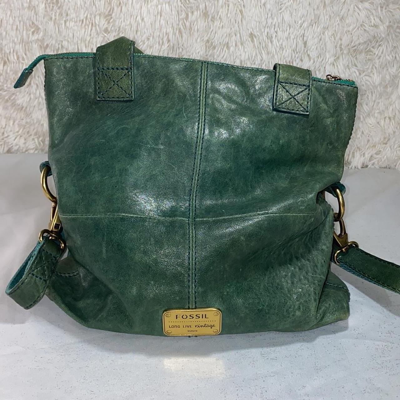 🌿💚-Fossil- Emerald Green,leather Crossbody bag in... - Depop