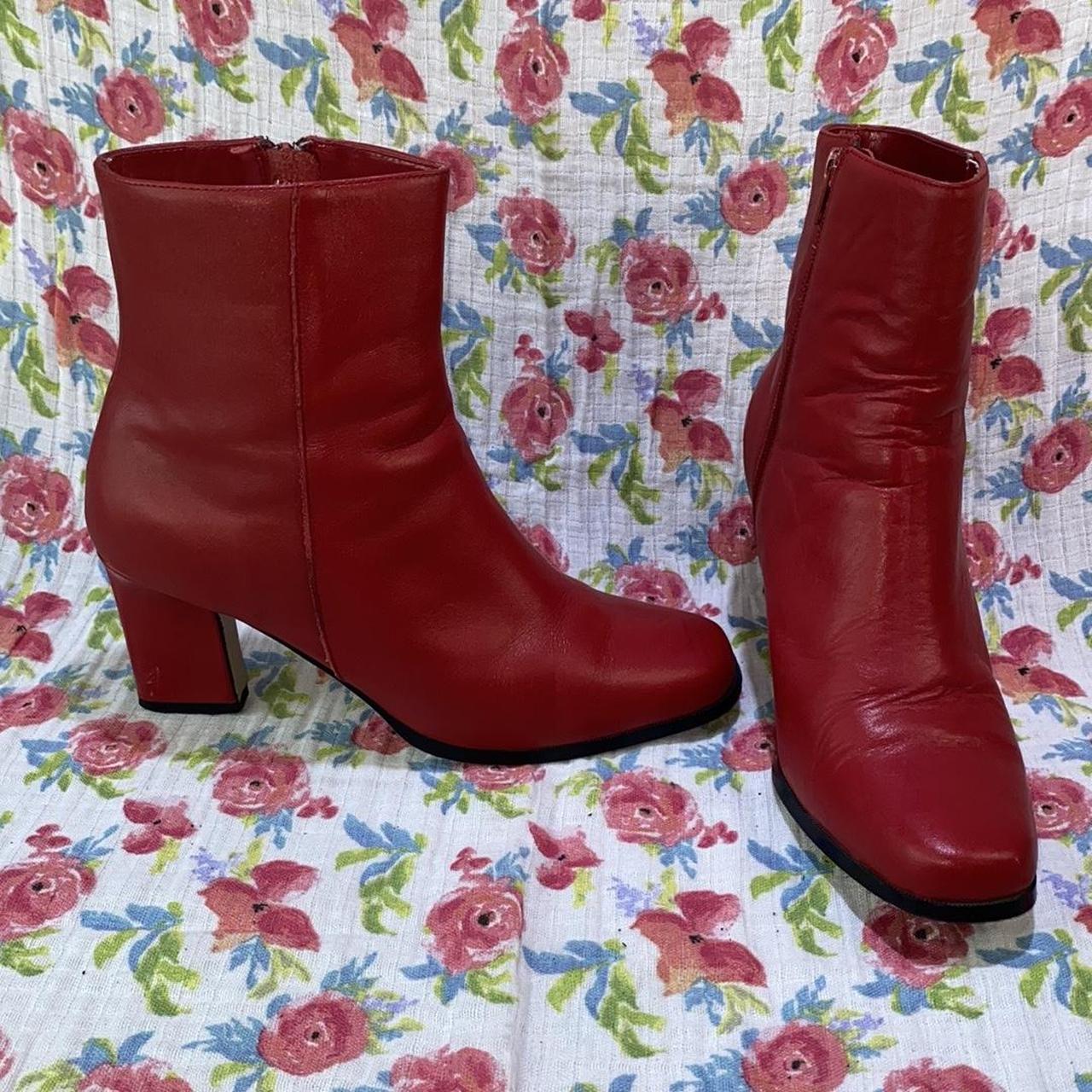 Women’s Classique | Red ankle heel booties in great... - Depop