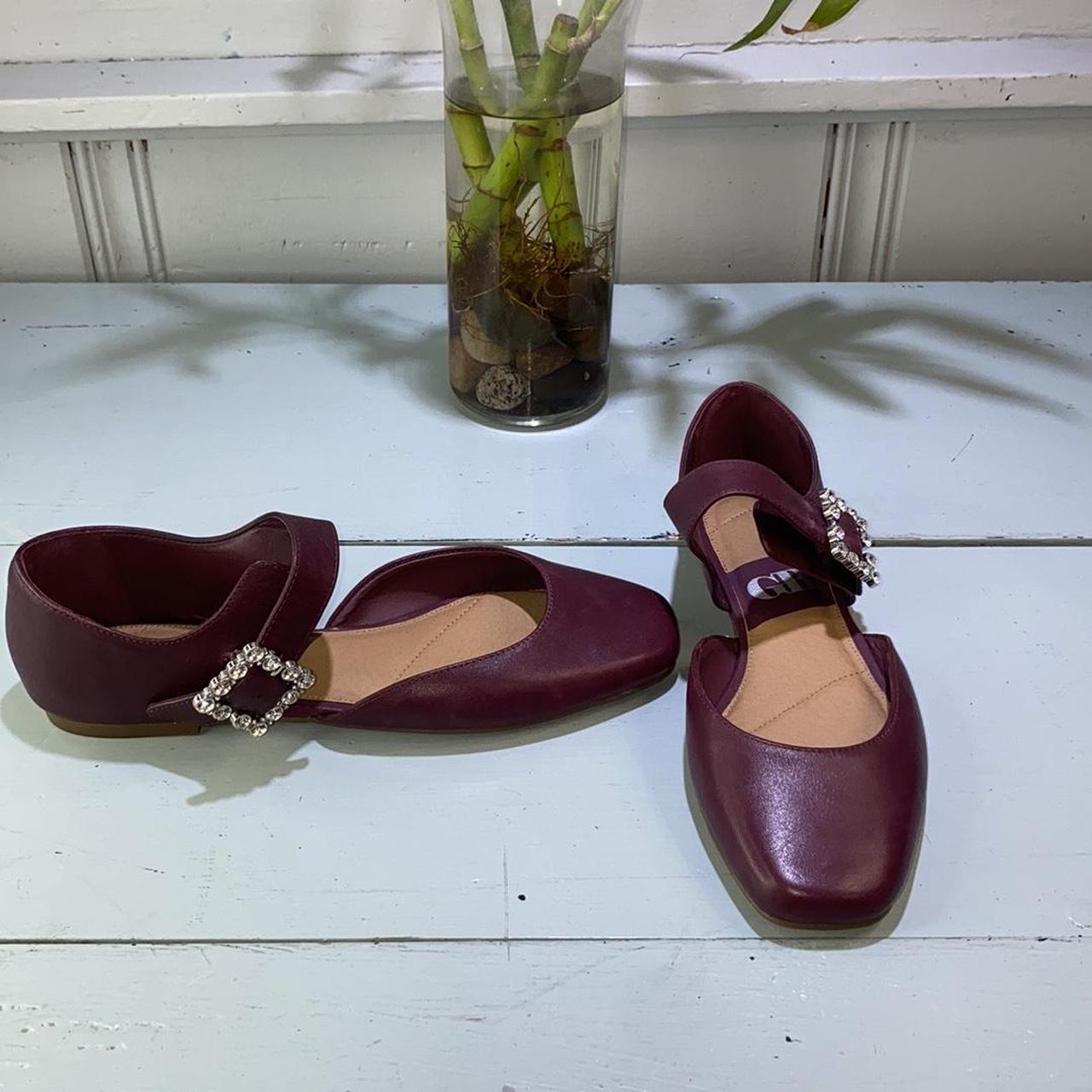 Women’s -GB| leather Wine red Flat Shoe with... - Depop
